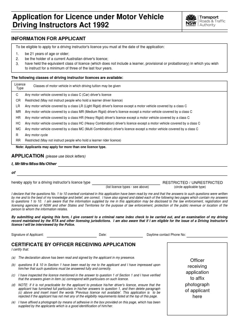 Application Form For Drivers' License | PDF | Driver's License ...
