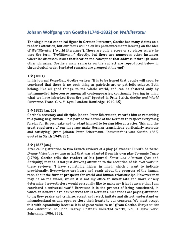 Goethe On World Literature | PDF | Johann Wolfgang Von Goethe | Thomas ...