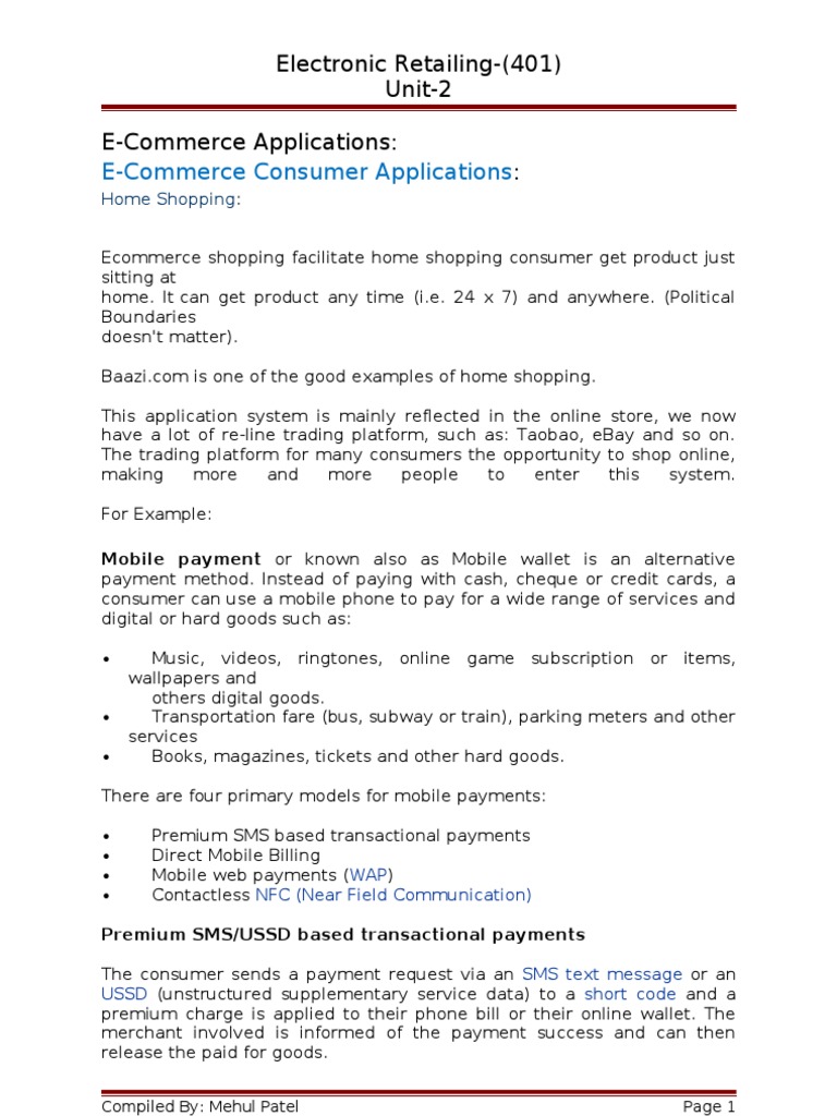 Electronic Retailing - (401) Unit-2 E-Commerce Applications | PDF | Online Advertising | Advertising