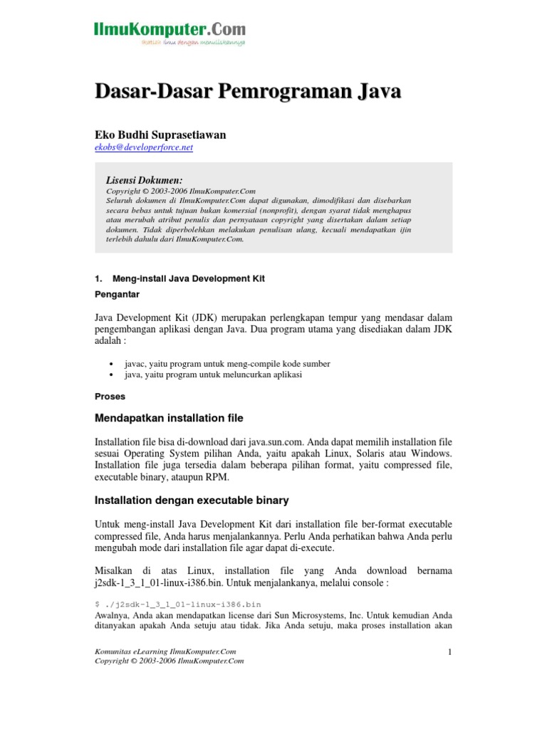 Dasar-Dasar Pemrograman Java | PDF