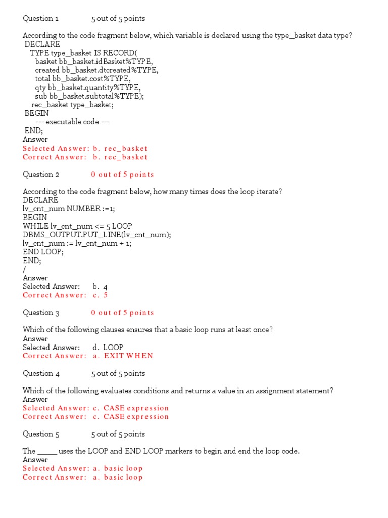 Exam1 Advanced PLSQL Programming | PDF | Control Flow | Pl/Sql