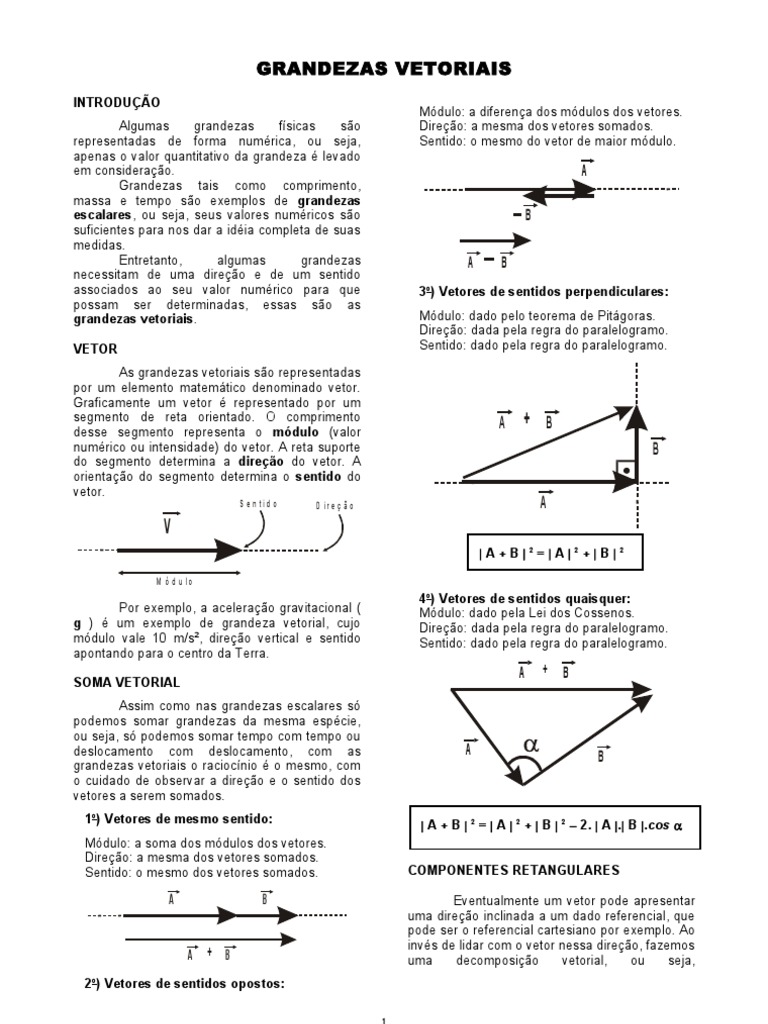 MEC 007 Grandezas Vetoriais | PDF | Vetor euclidiano | Quantidade