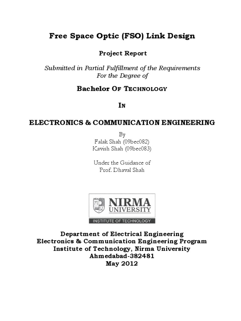 Free Space Optics Link Design Project | PDF | Light Emitting Diode | Laser