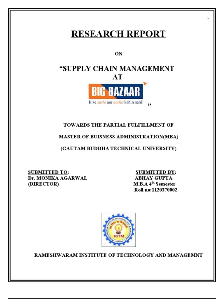 Supply Chain Management at Big Bazaar | PDF | Retail | Supply Chain ...