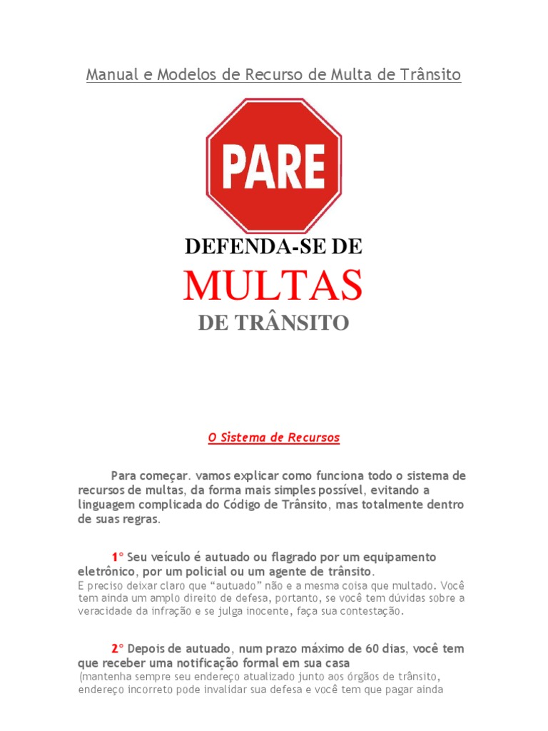 Manual e Modelos de Recurso de Multa de Trânsito | PDF | Tráfego | Radar