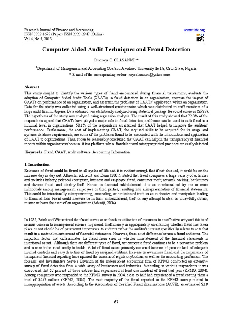 Computer Aided Audit Techniques and Fraud Detection | PDF | Coefficient ...