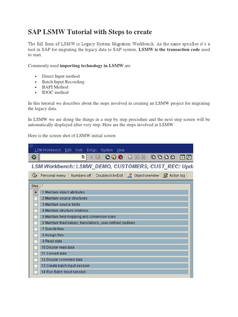 SAP LSMW Tutorial With Steps To Create | PDF | Double Click | Areas Of Computer Science