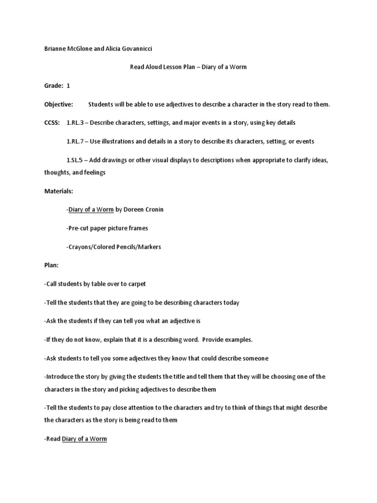 Diary of A Worm Read Aloud | PDF | Brainstorming | Learning