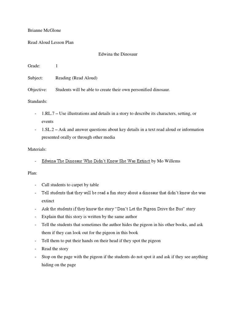 Read Aloud - Edwina The Dinosaur | PDF