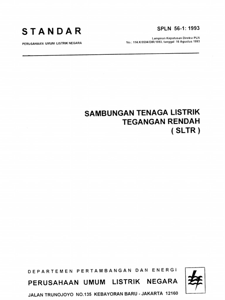 Standar Sambungan Tenaga Listrik SLTR | PDF