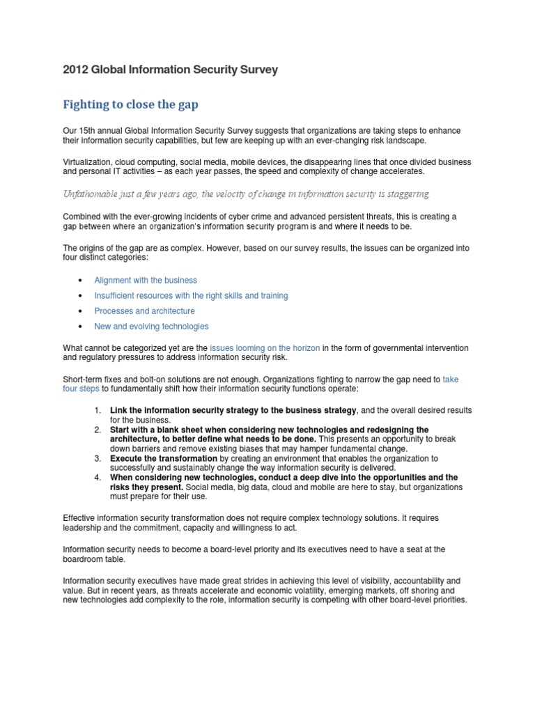 Ernst-Young-2012 Global Information Security Survey | PDF | Information Security | Strategic ...