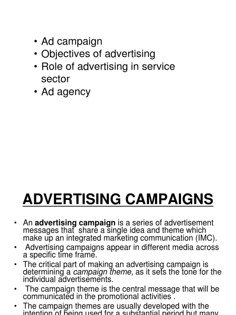 Ad Campaign - Objectives of Advertising - Role of Advertising in ...
