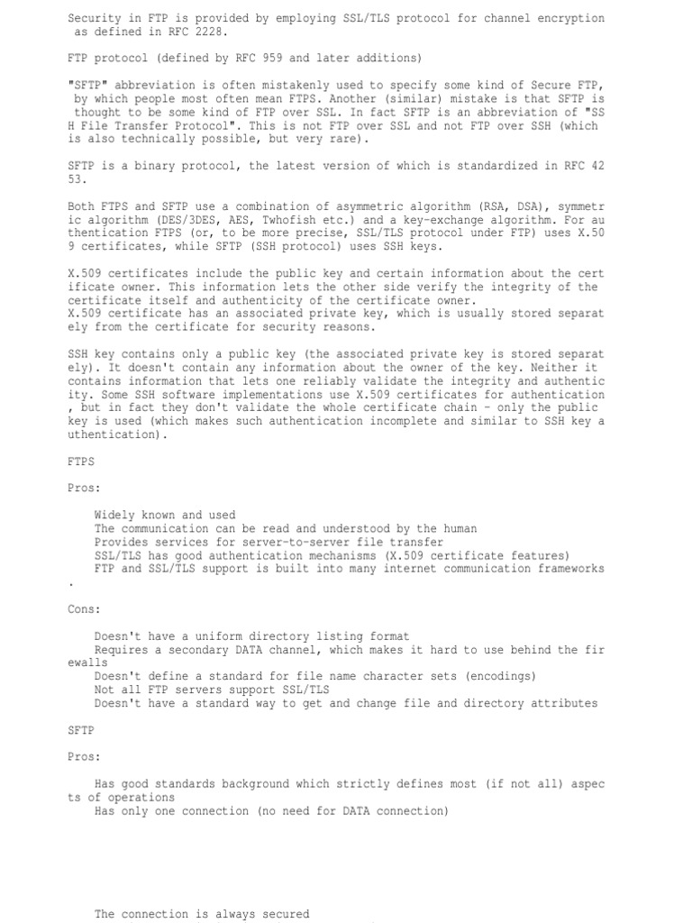 SECURED FTP Protocol (Defined by RFC 959) | PDF | File Transfer ...
