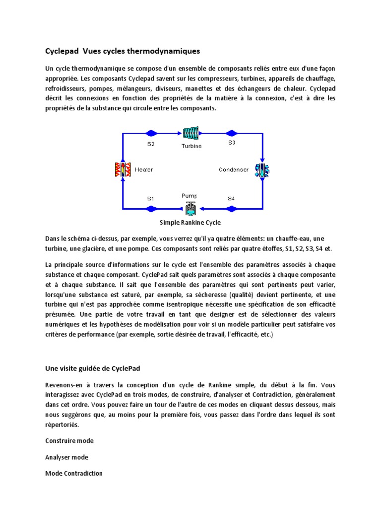 Guide sur CyclePad et cycles thermodynamiques | PDF | Turbine ...