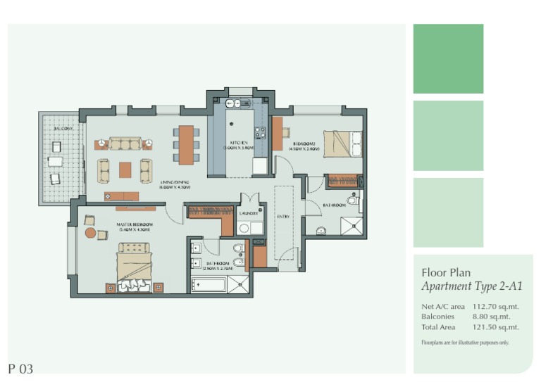A Spacious 112 Square Meter 2 Bedroom Apartment with 8.8 Square Meter ...
