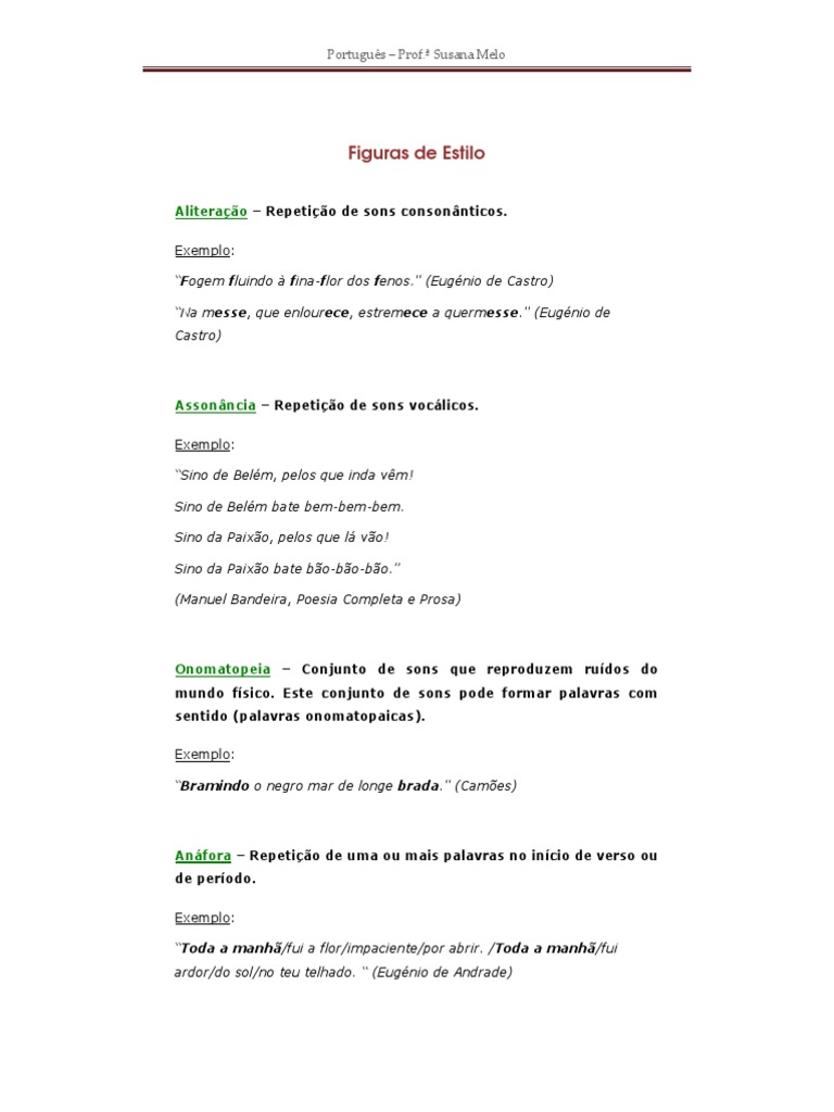 Figuras de Estilo | PDF | Métrica (poesia) | Portugal