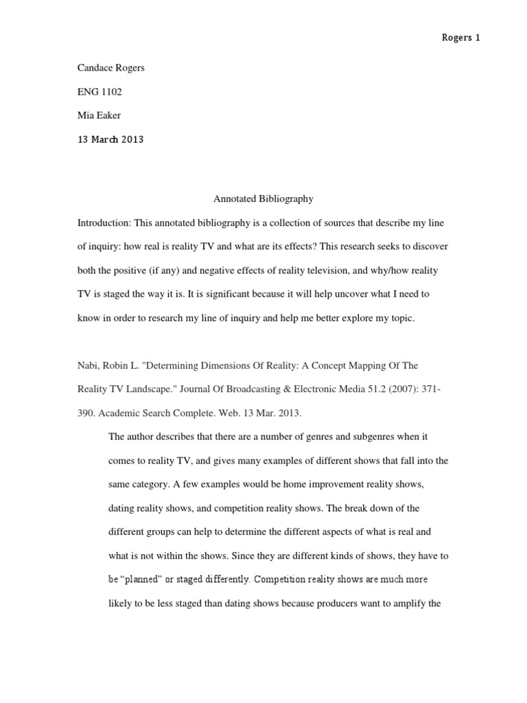 Annotated Bibliography Introduction Example