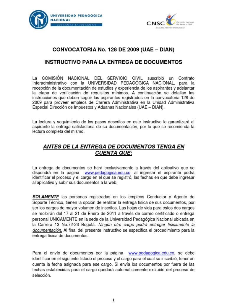 Instructivo Entrega de Documentos | PDF | Formato de Documento Portable ...