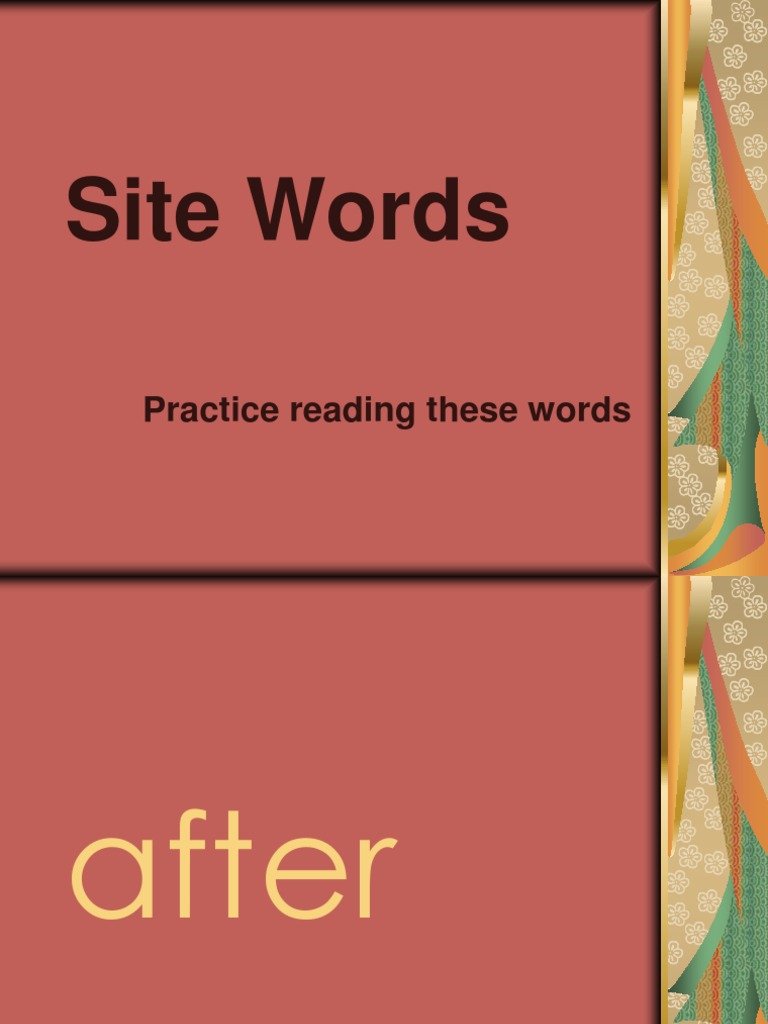 Site Words: Practice Reading These Words | PDF