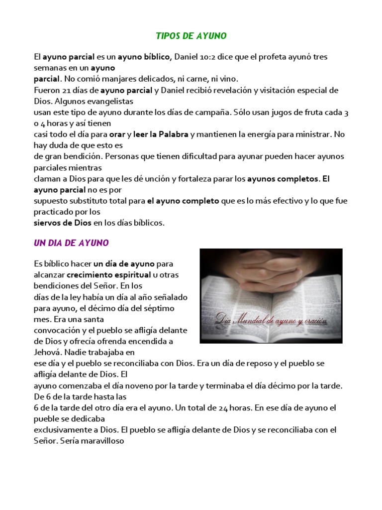 Tipos de Ayuno según la Biblia | PDF | Rápido | Moisés