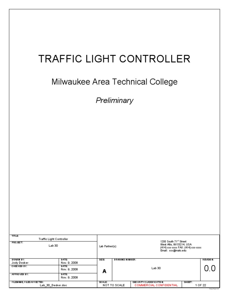 Adv Dig Lab - 30 Traffic Light Controller | PDF | Vhdl | Traffic Light