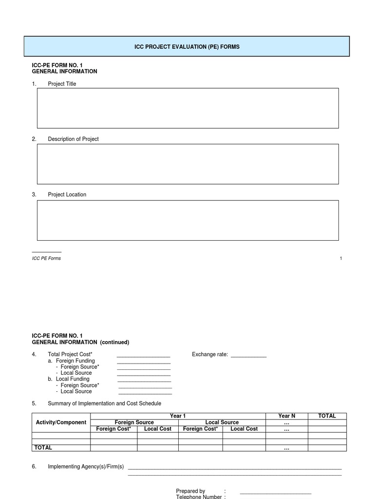 ICC Project Evaluation Forms 1-6 (As of 28 June 2004) | PDF | Foreign ...