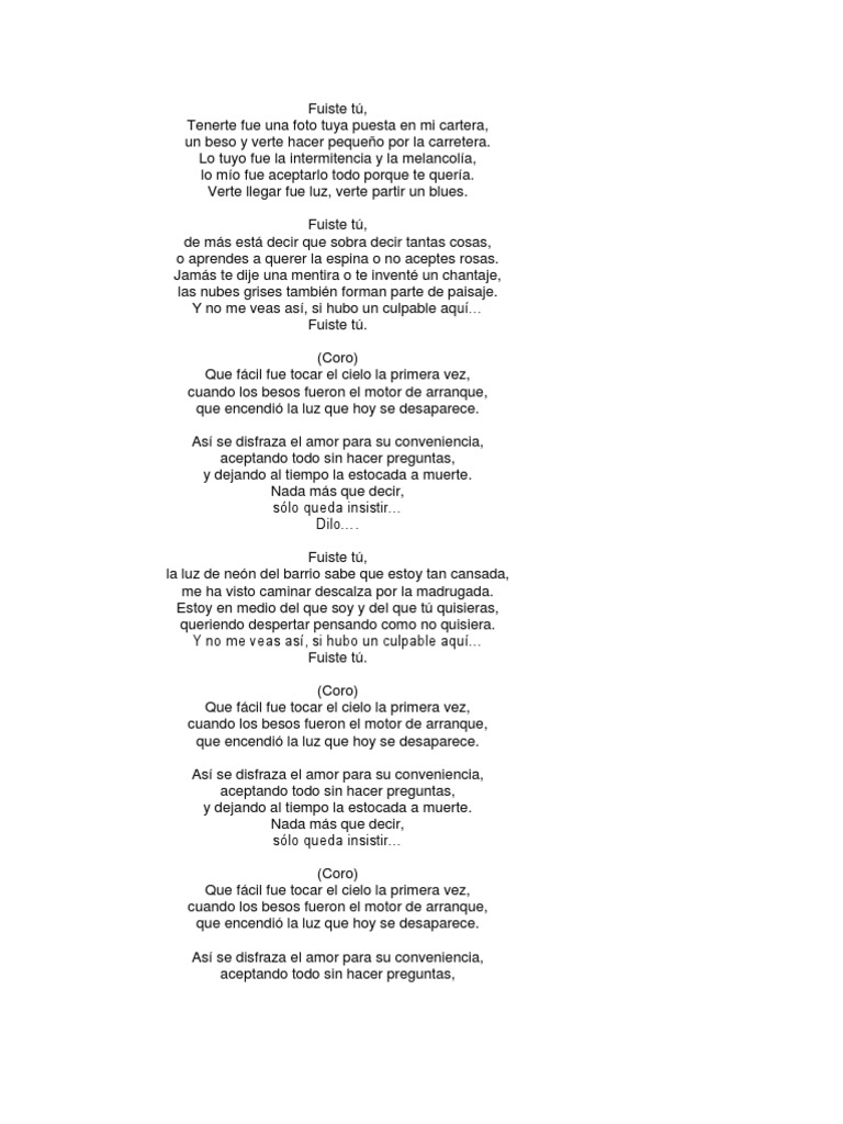 Arjona - Fuiste Tú | PDF | Entretenimiento (general)