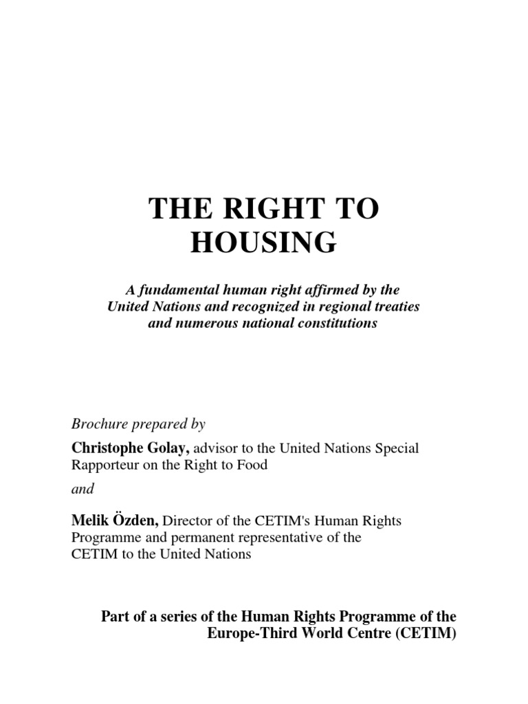The Right To Housing | What Is Adequate Housing – MFTZTR