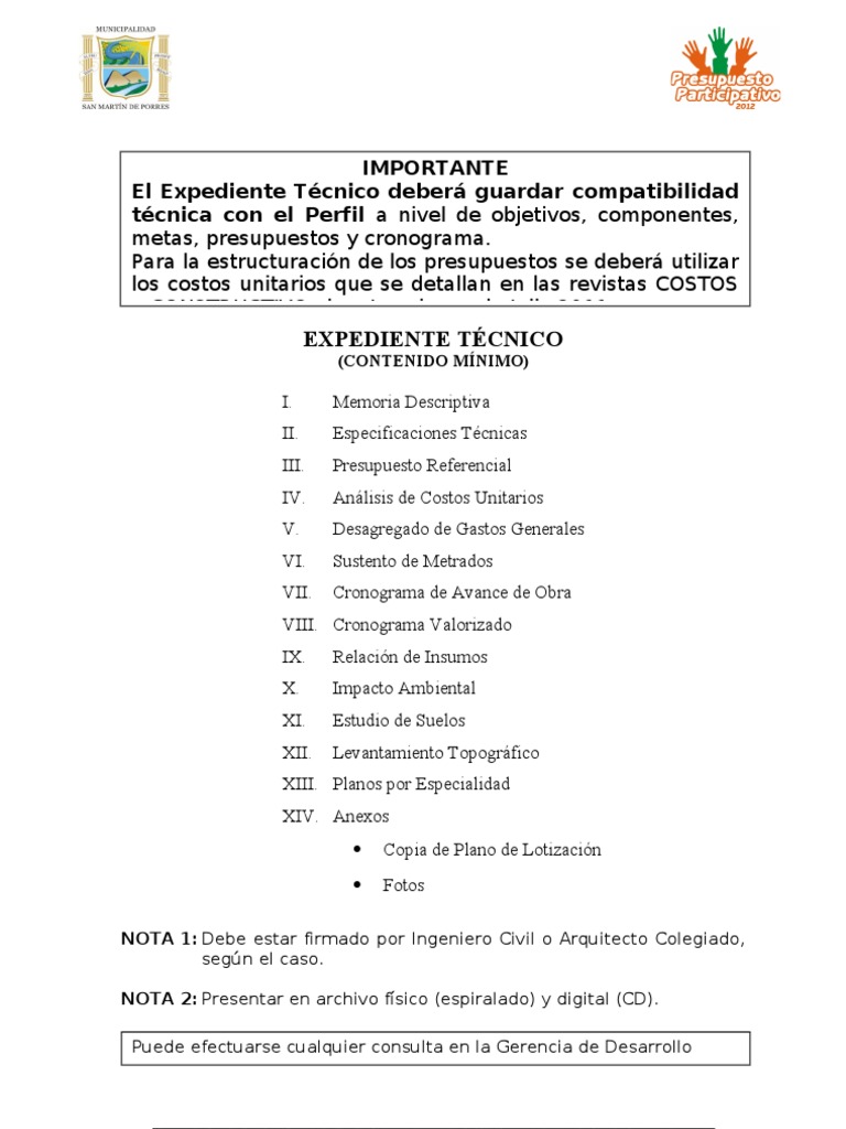 Expediente Tecnico | PDF