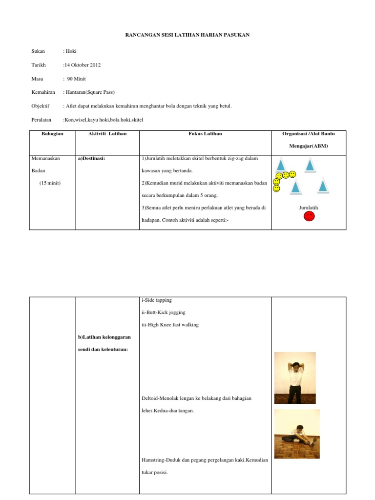 Rancangan Sesi Latihan Harian Pasukan Hoki | PDF