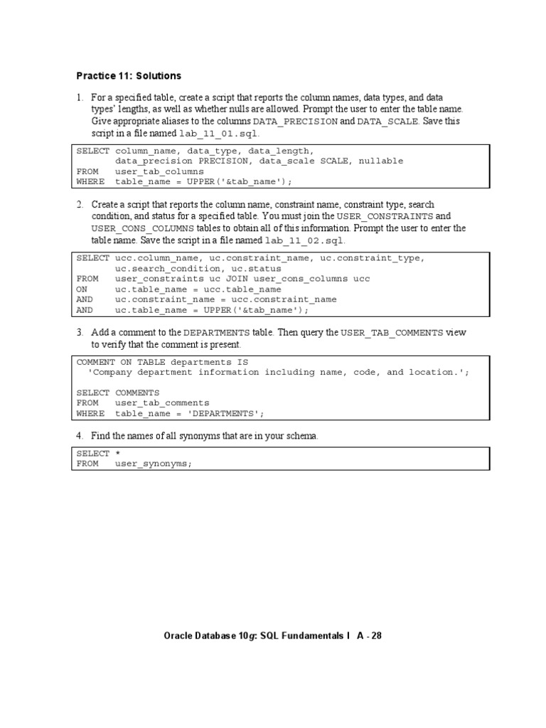 SQL Fundamentals I Solutions 11 PDF | PDF | Table (Database) | Database ...