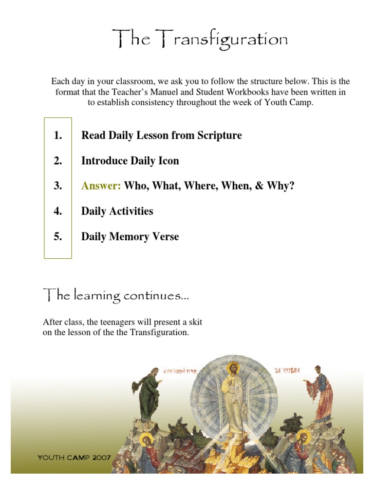 Orthodox Christian Transfiguration Curriculum | PDF | Elijah | Jesus