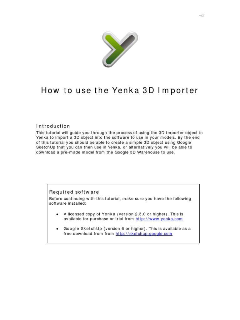 How To Use The Yenka 3D Importer | PDF | Sketch Up | 3 D Modeling