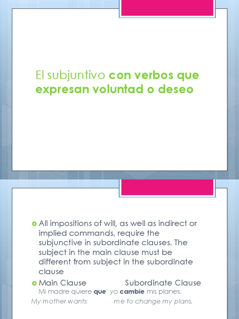 Subjunctive Verbs For Will and Desire 2 | PDF