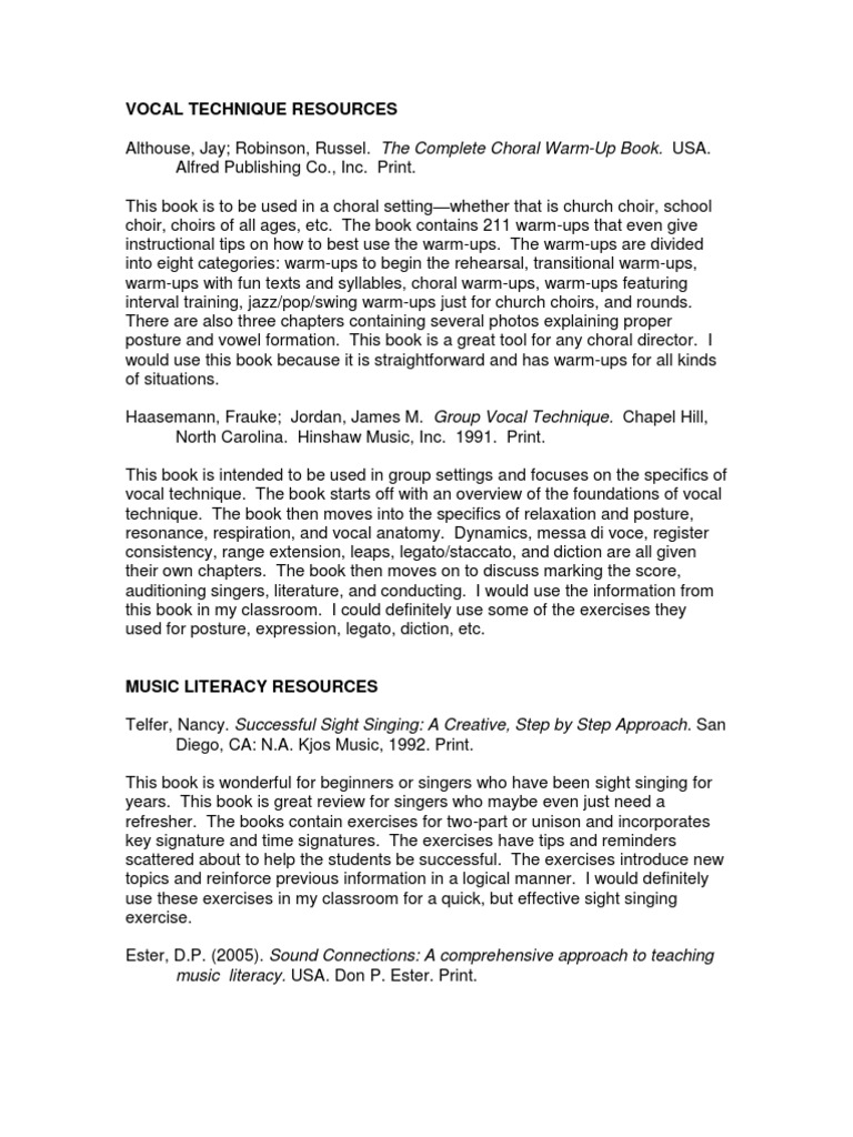 Resource File | PDF | Vocal Pedagogy | Choir