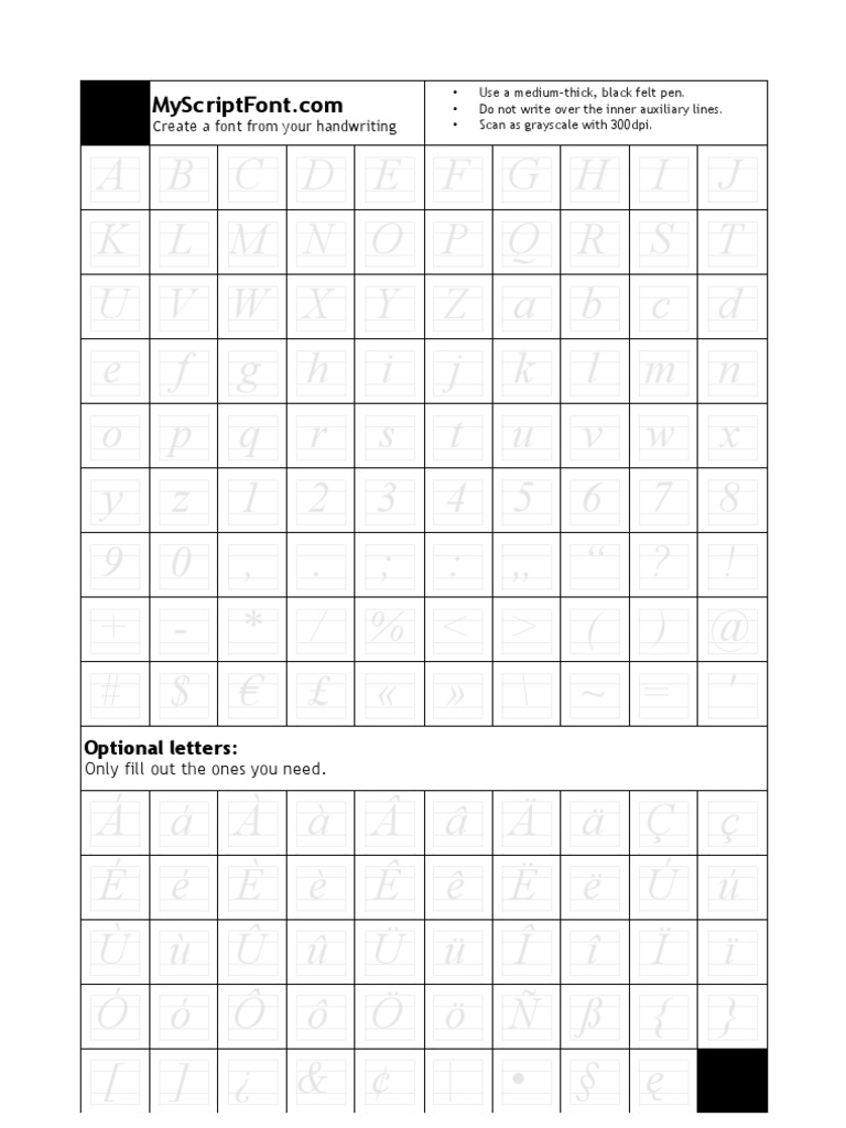 Script Template - MyScriptFont | PDF
