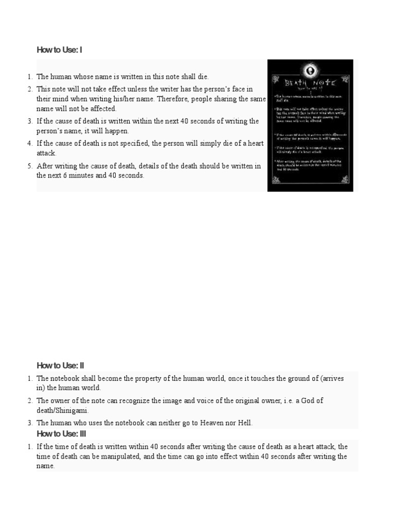 Death Note Rules | Download Free PDF | God