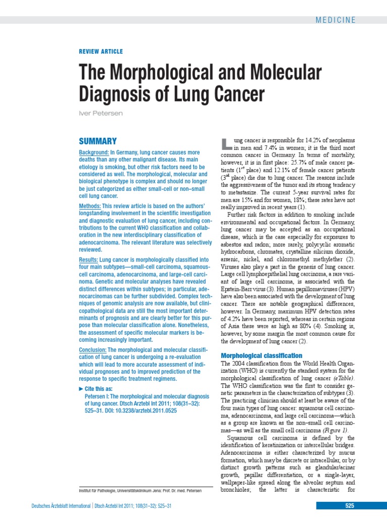 Dissecting Lung Cancer: A Review of the Morphological and Molecular ...