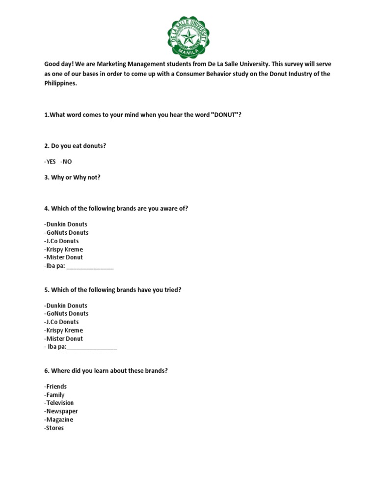 Donut Survey | Download Free PDF | Doughnut | Brand