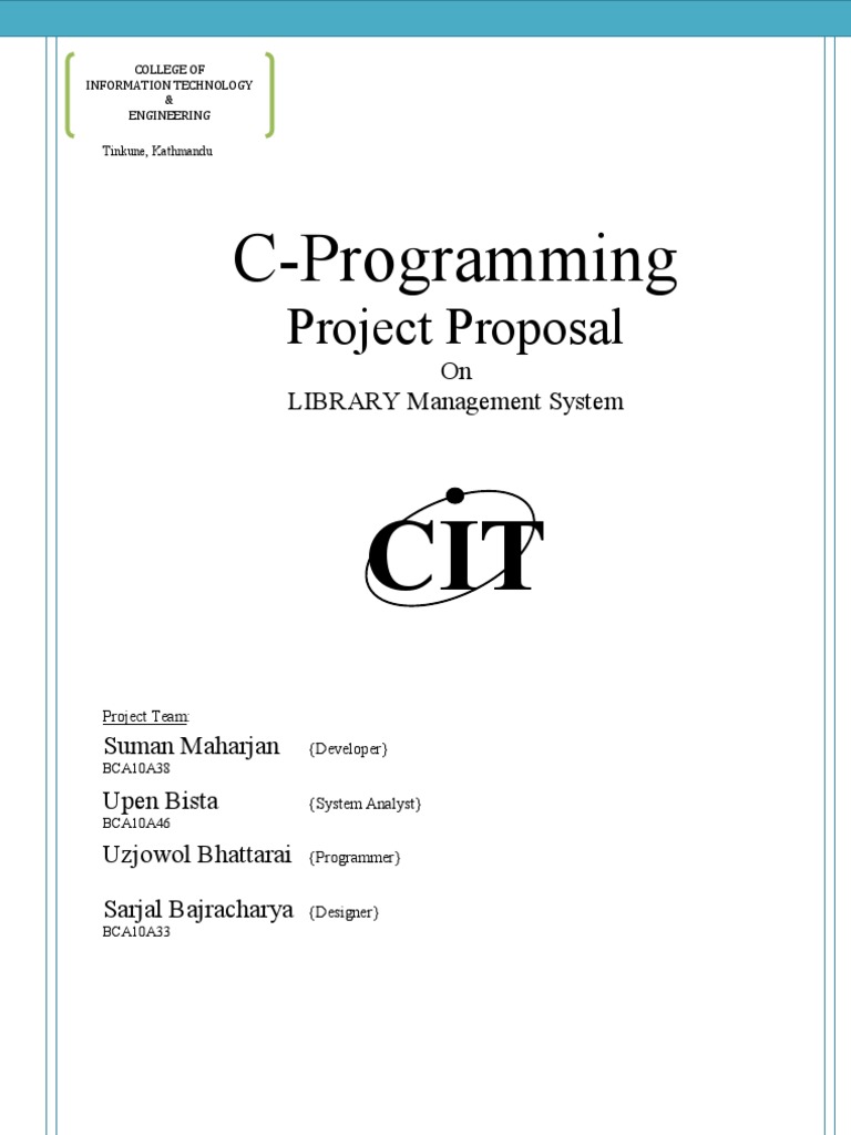 Project Proposal On C-Programming (Library Management System) | PDF | C ...