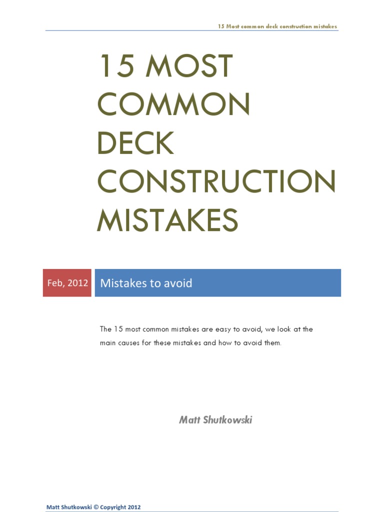 15 Most Common Deck Construction Mistakes | PDF | Stairs | Lumber