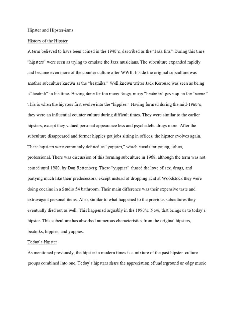 Cultural Analysis of Hipster Subculture | PDF | Hippie | Clothing