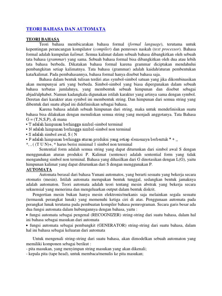 Teori Bahasa Dan Automata | PDF