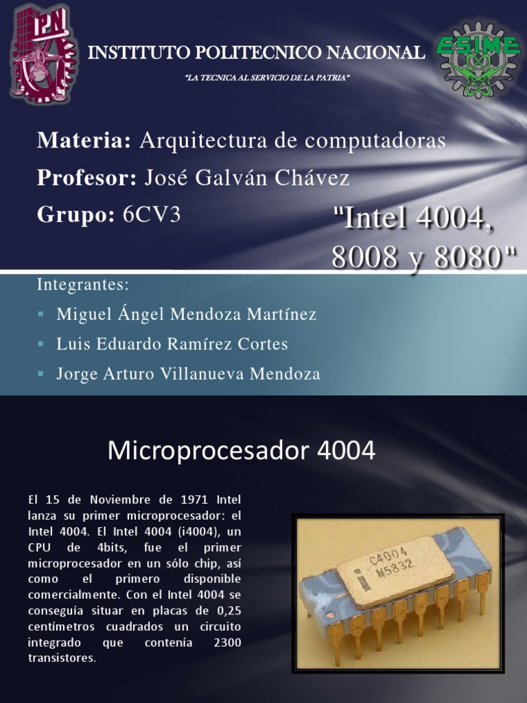 Intel 4004, 8008, 8080. | PDF | Microprocesador | Unidad Central de ...