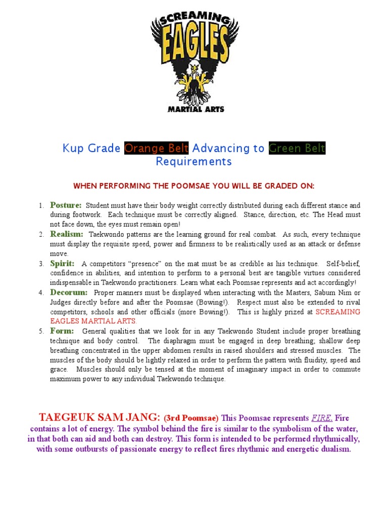 Taekwondo+Form+3+ +Taegeuk+Sam+Jang | PDF | Courage | Taekwondo