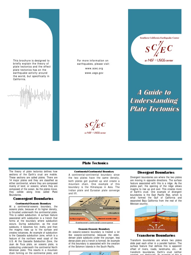 Plate Tectonics Brochure | PDF | Plate Tectonics | Structural Geology