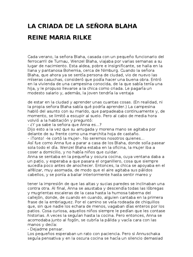 Rainer Maria Rilke - La Criada de La Señora Blaha | PDF | Poesía