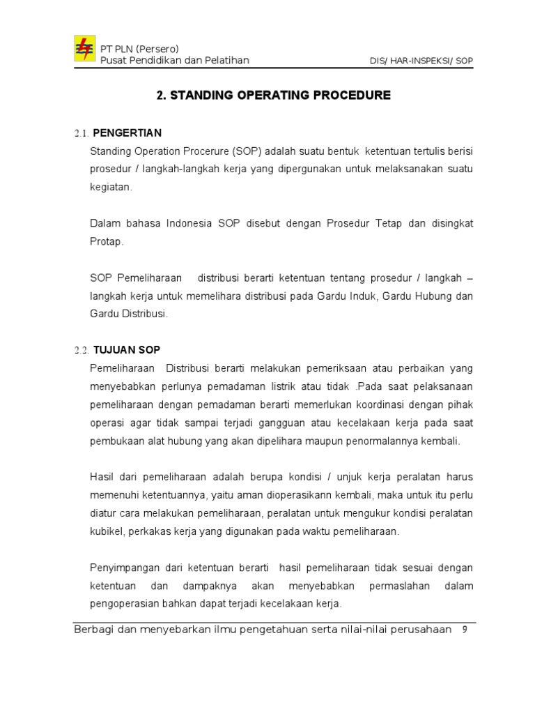 SOP Pemeliharaan Distribusi PLN | PDF | Bisnis | Komputer