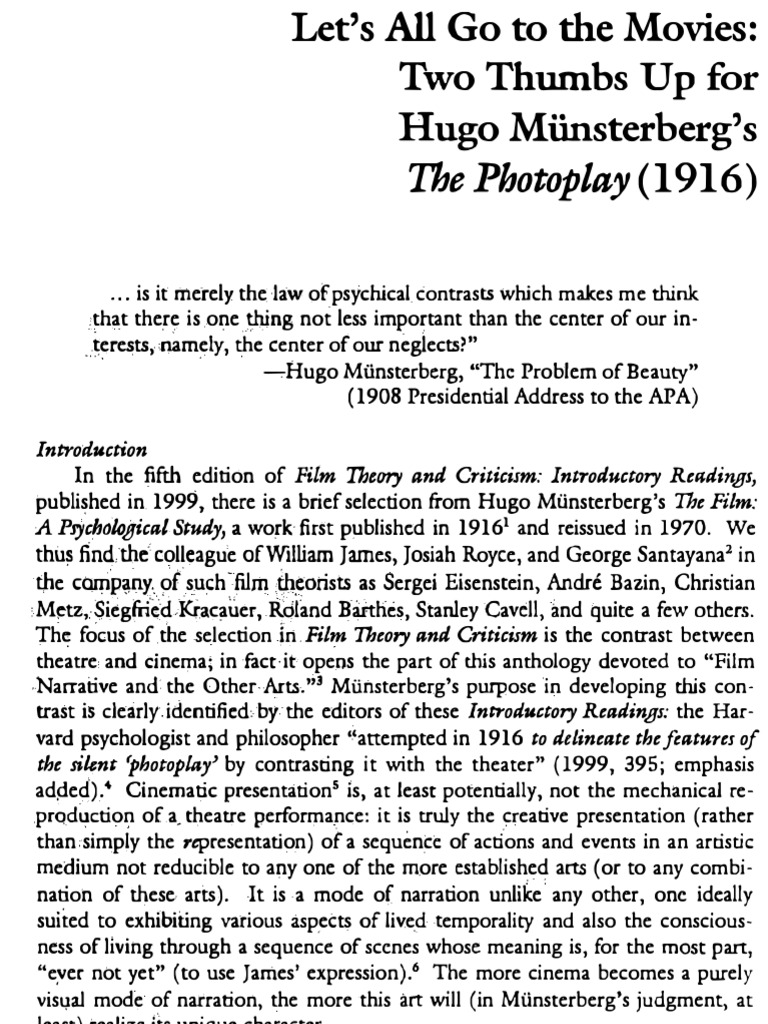 Let's All Go To The Movies | PDF | Aesthetics | Consciousness