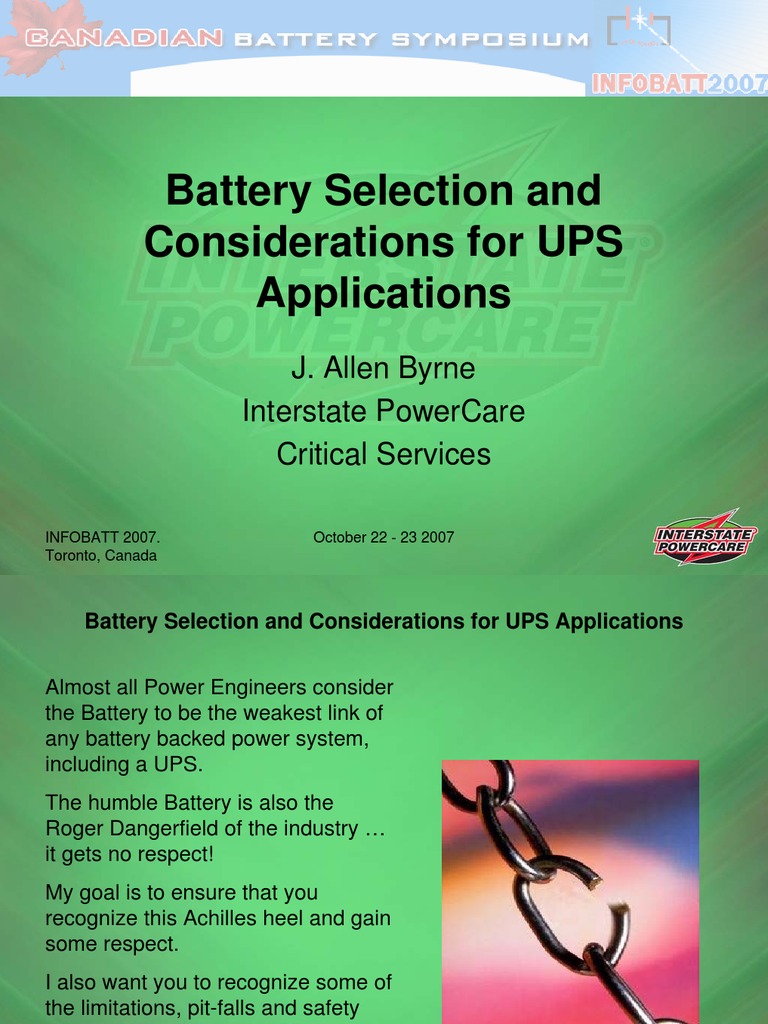 Battery Selection For UPS PDF | PDF | Battery (Electricity) | Electric ...